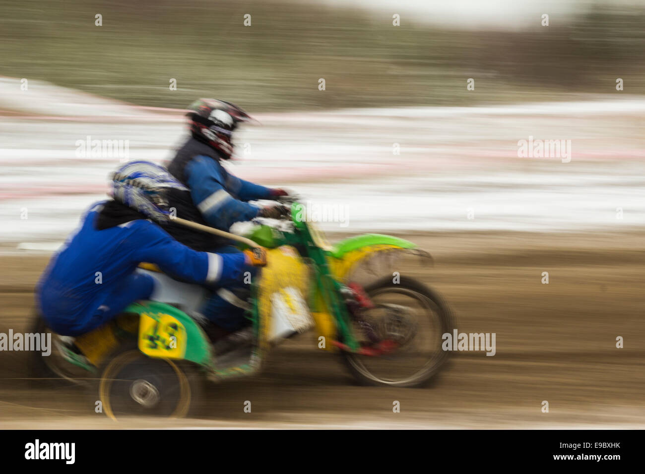 Circuit race on a motorcycle with a sidecar Stock Photo - Alamy