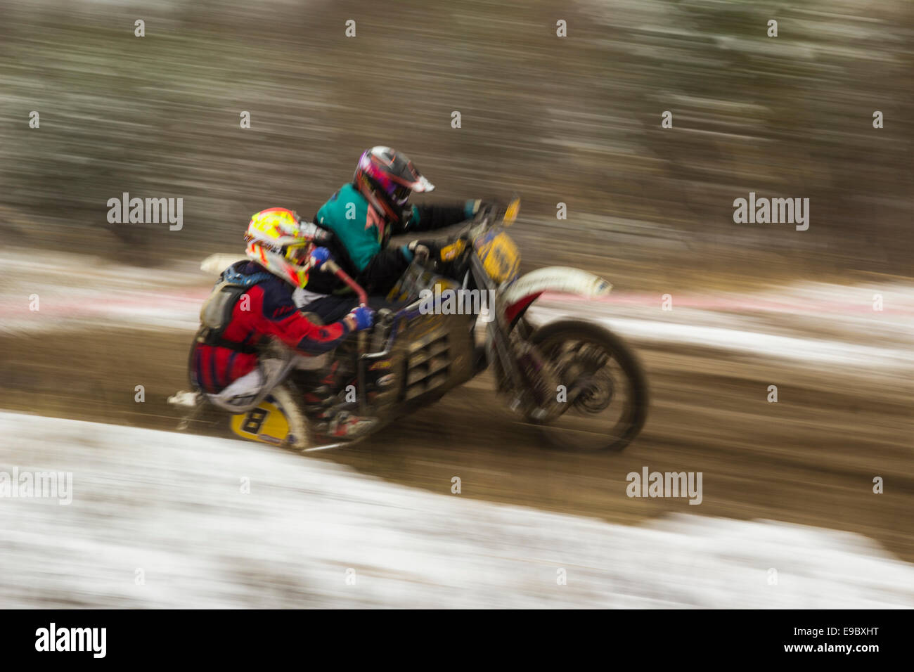 Circuit race on a motorcycle with a sidecar Stock Photo - Alamy