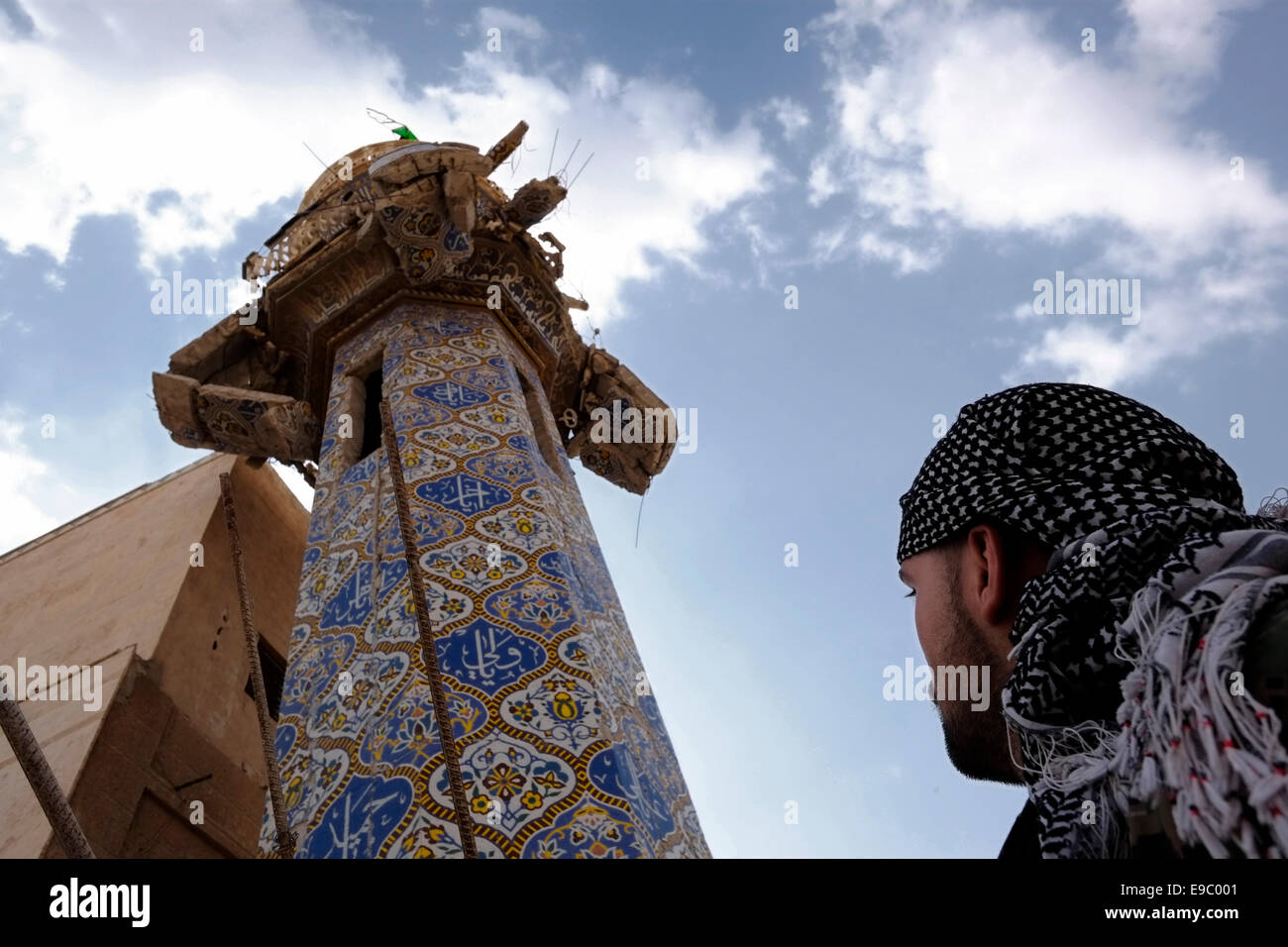 The minaret of a Sufi shrine of Sheikh Khaznawi destroyed by ISIS or ...