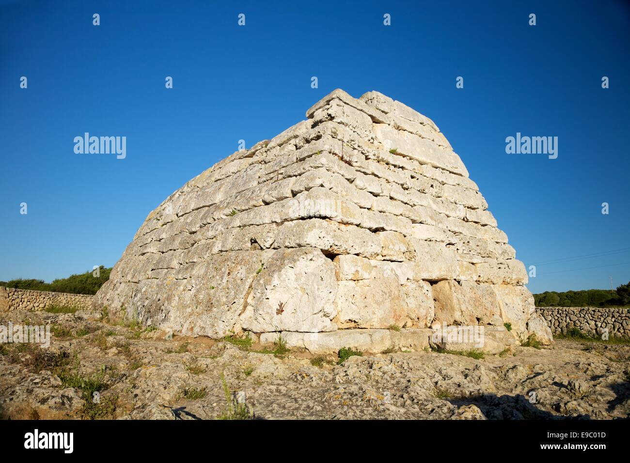 Naveta des Tudons prehistoric monument at Menorca Island in Spain Stock ...