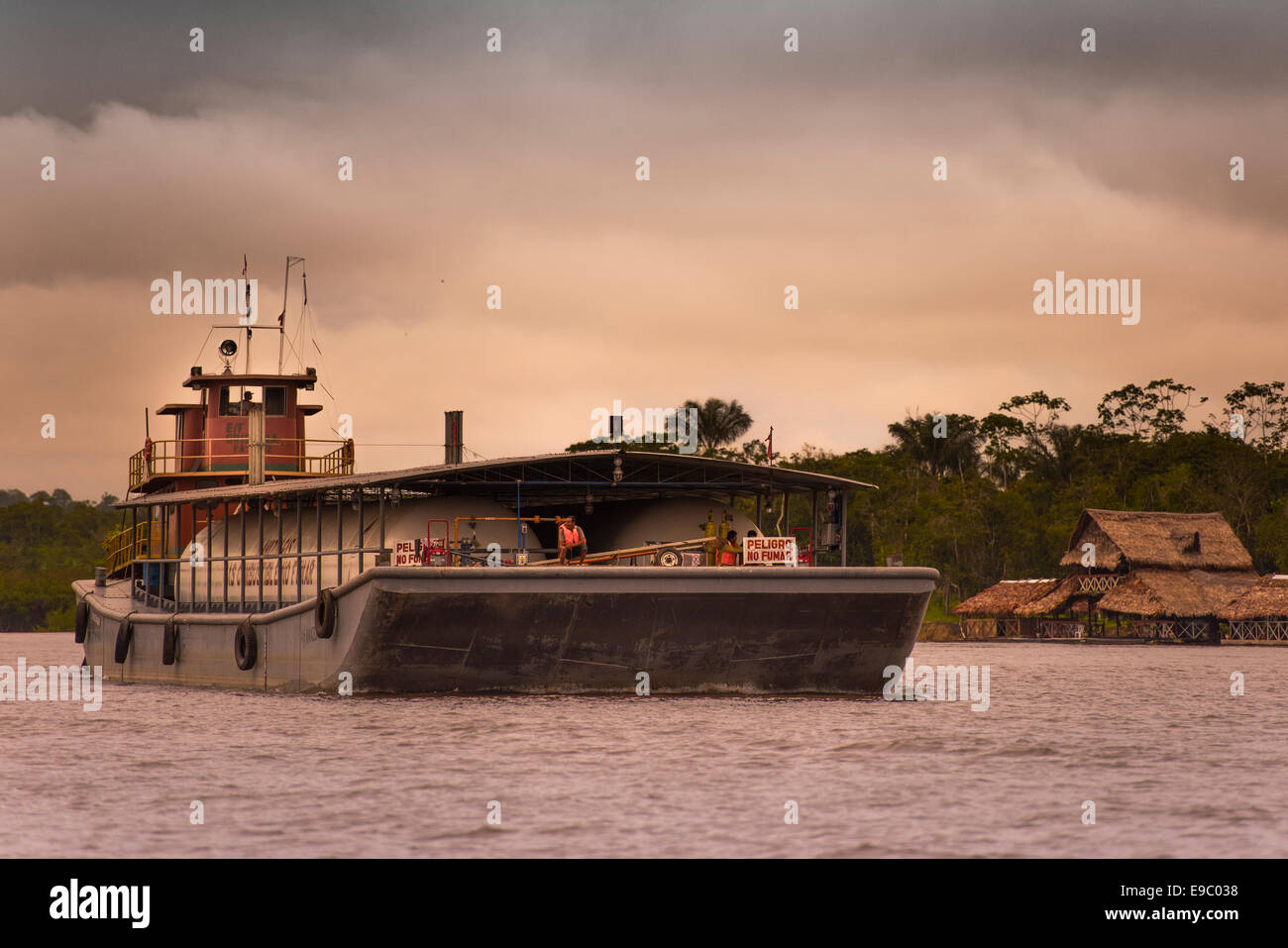 Amazon Gas tanker on the Rio Nanay where it joins the Amazon, Iquitos ...