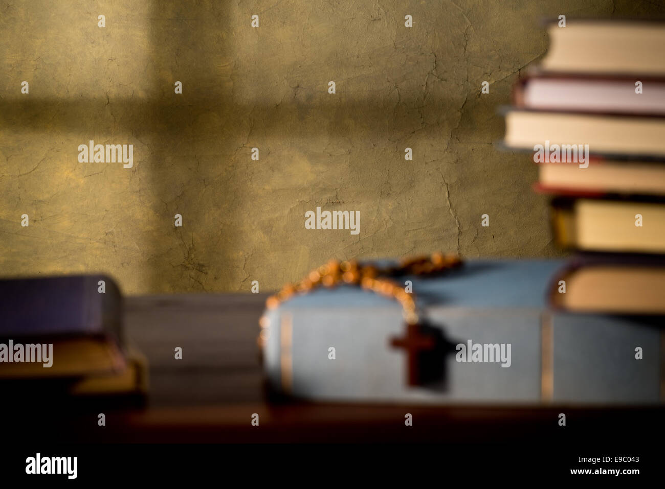 still life with bible and books in the church Stock Photo - Alamy