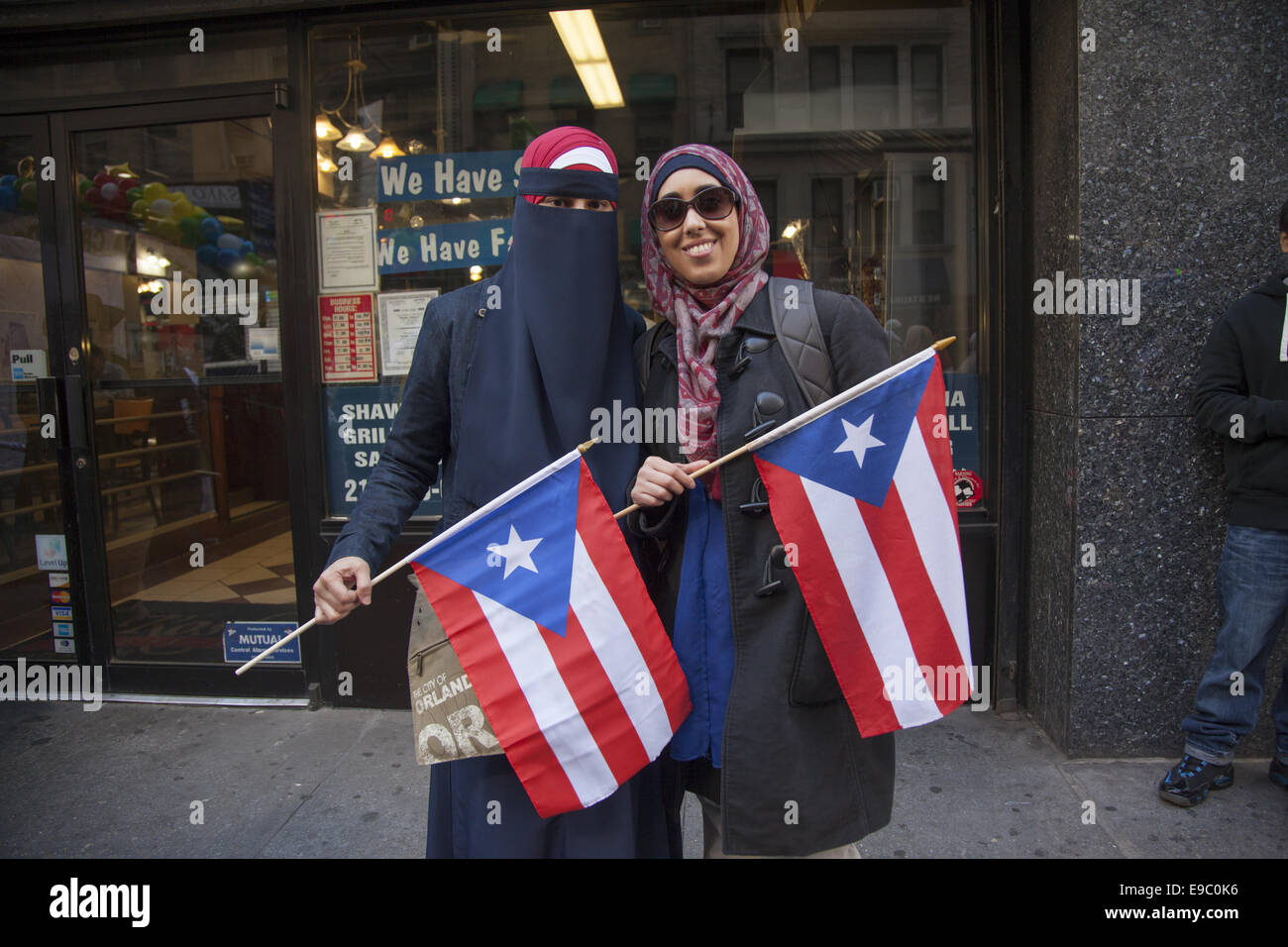 Hispanic Day Parade on 5th Avenue in NYC. Hispanic Muslims representing ...