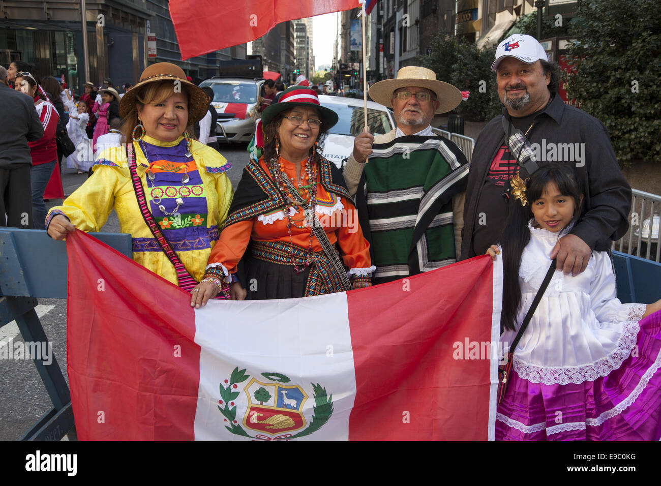 Hispanic Day Parade on 5th Avenue in New York City. Flag of Peru Stock ...