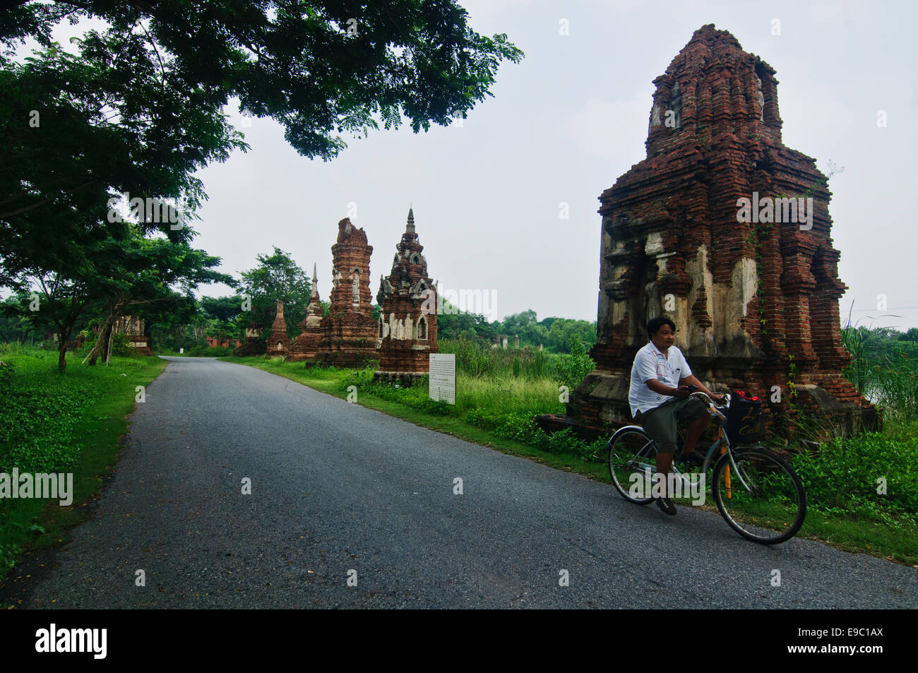 Asian man cycling at the Ancient Siam Park Stock Photo - Alamy