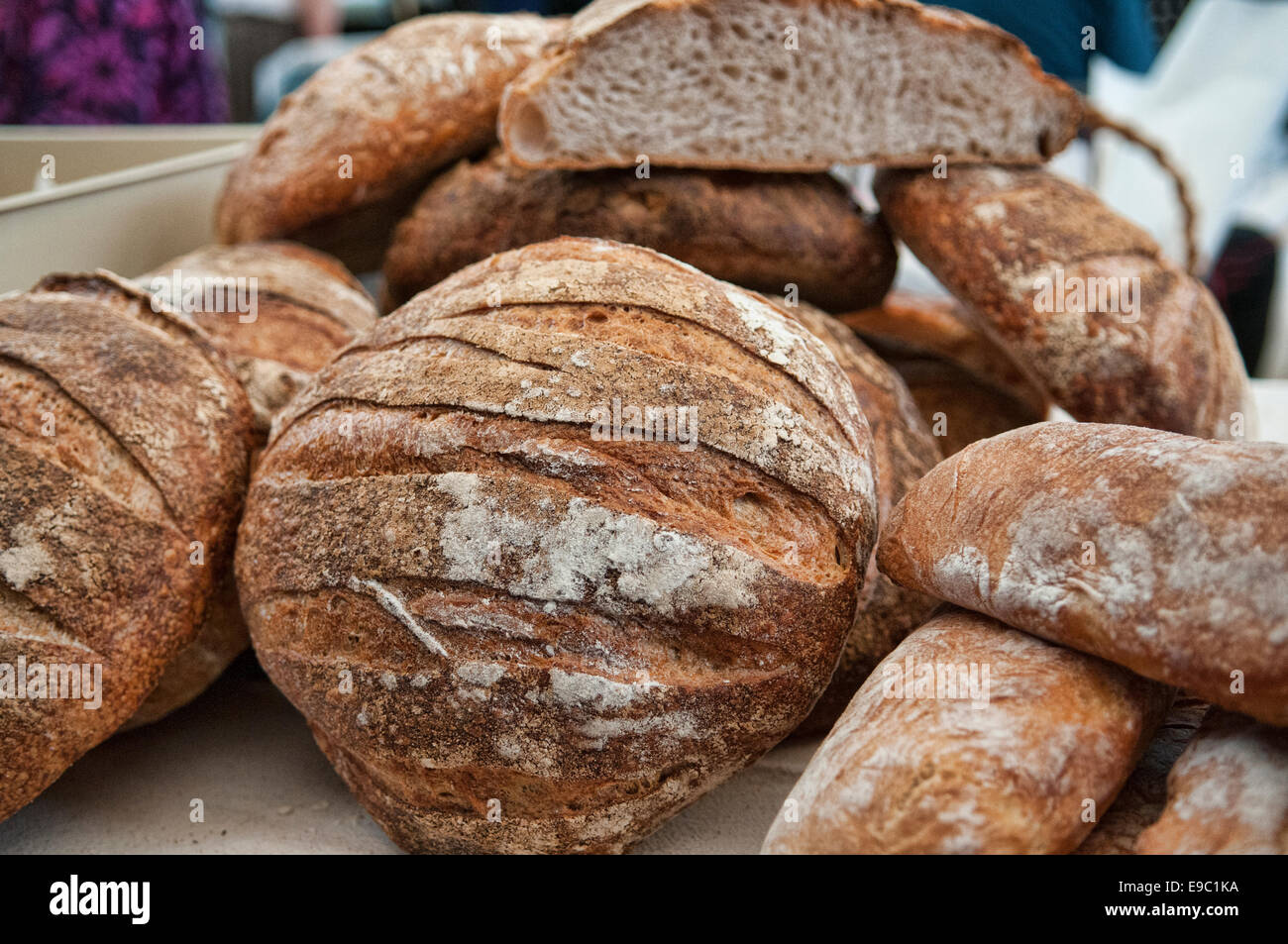 Fresh bread for sale at the Farmers Market, Bangkok, Thailand Stock ...