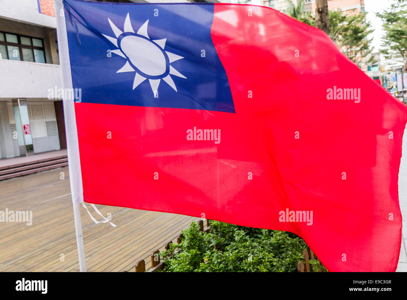 Flags of the ROC blowing in the wind outside Stock Photo - Alamy