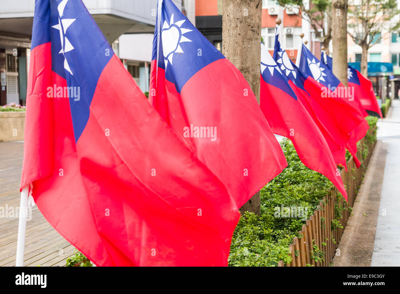 Flags of the ROC blowing in the wind outside Stock Photo - Alamy