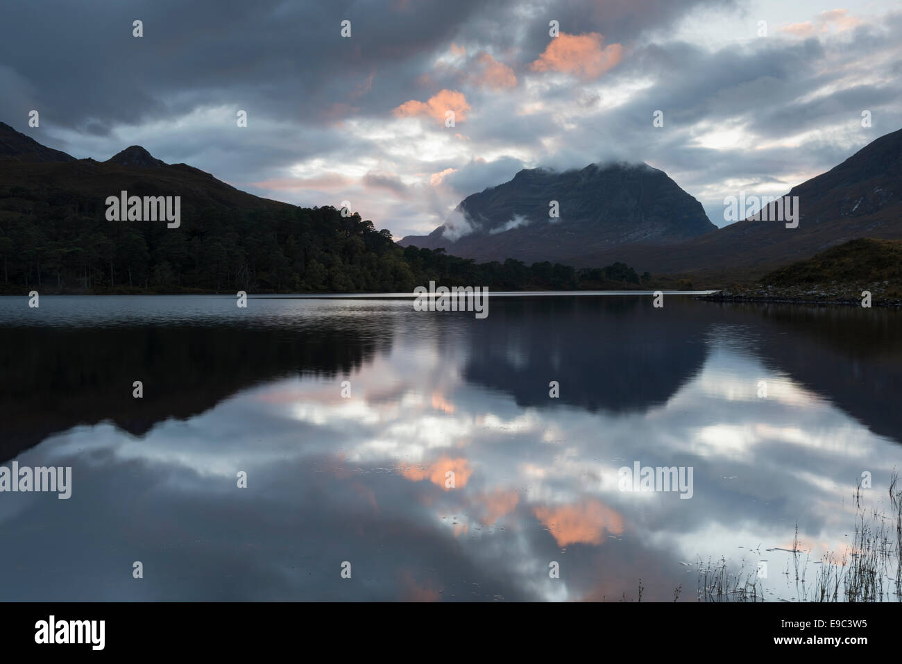 Pink clouds over Loch Clair and Liathach, Glen Torridon, Scottish ...