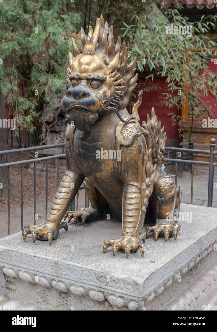 Beijing, China. 26th Oct, 2006. A Qilin, a gilded bronze sculpture of a ...