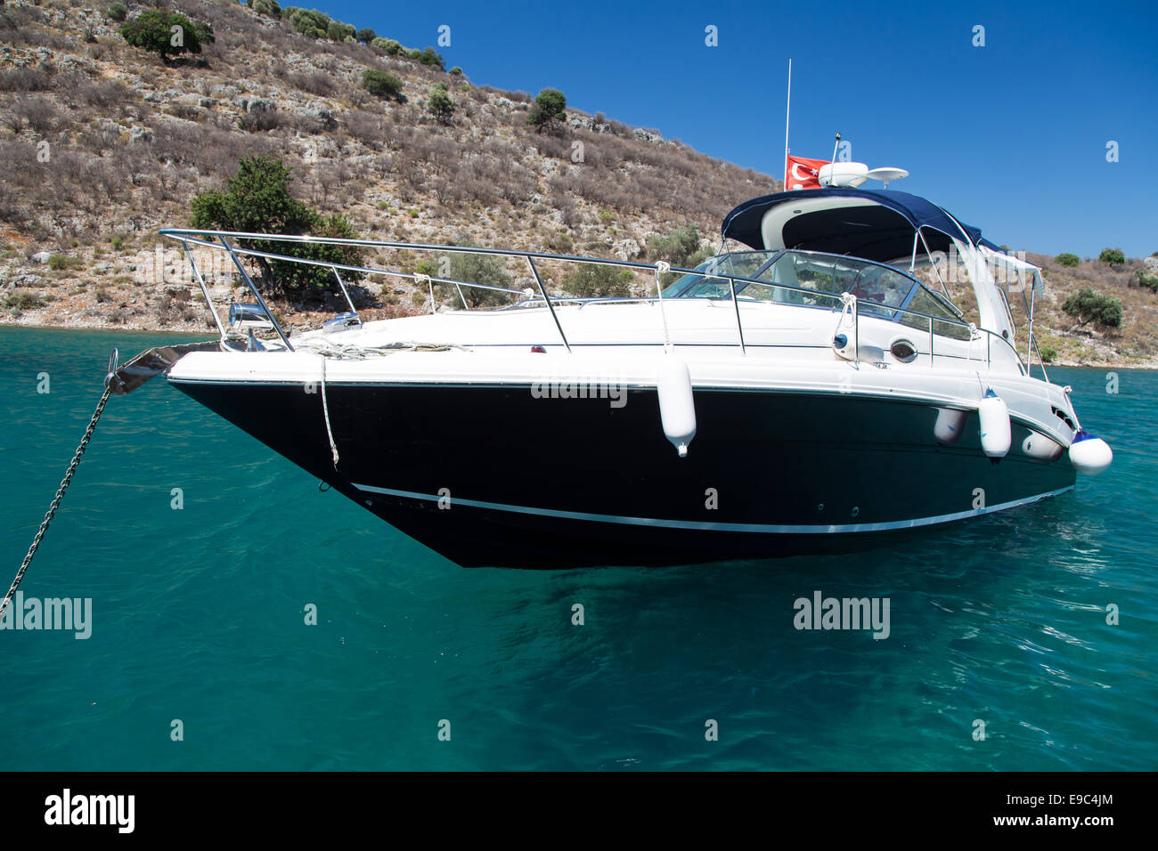 A Motorboat in Aegean Coast of Turkey Stock Photo - Alamy