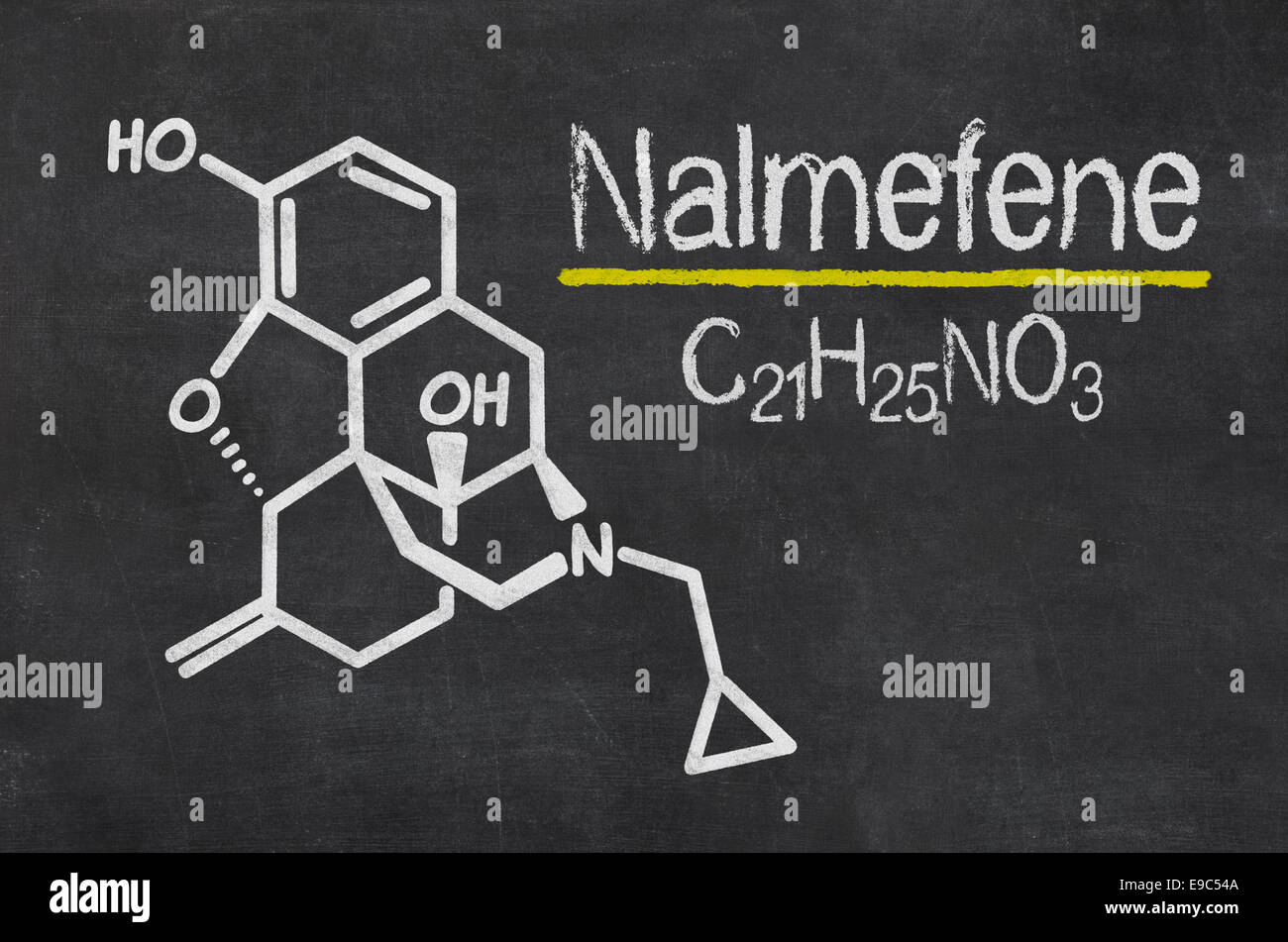 Blackboard with the chemical formula of Nalmefene Stock Photo - Alamy