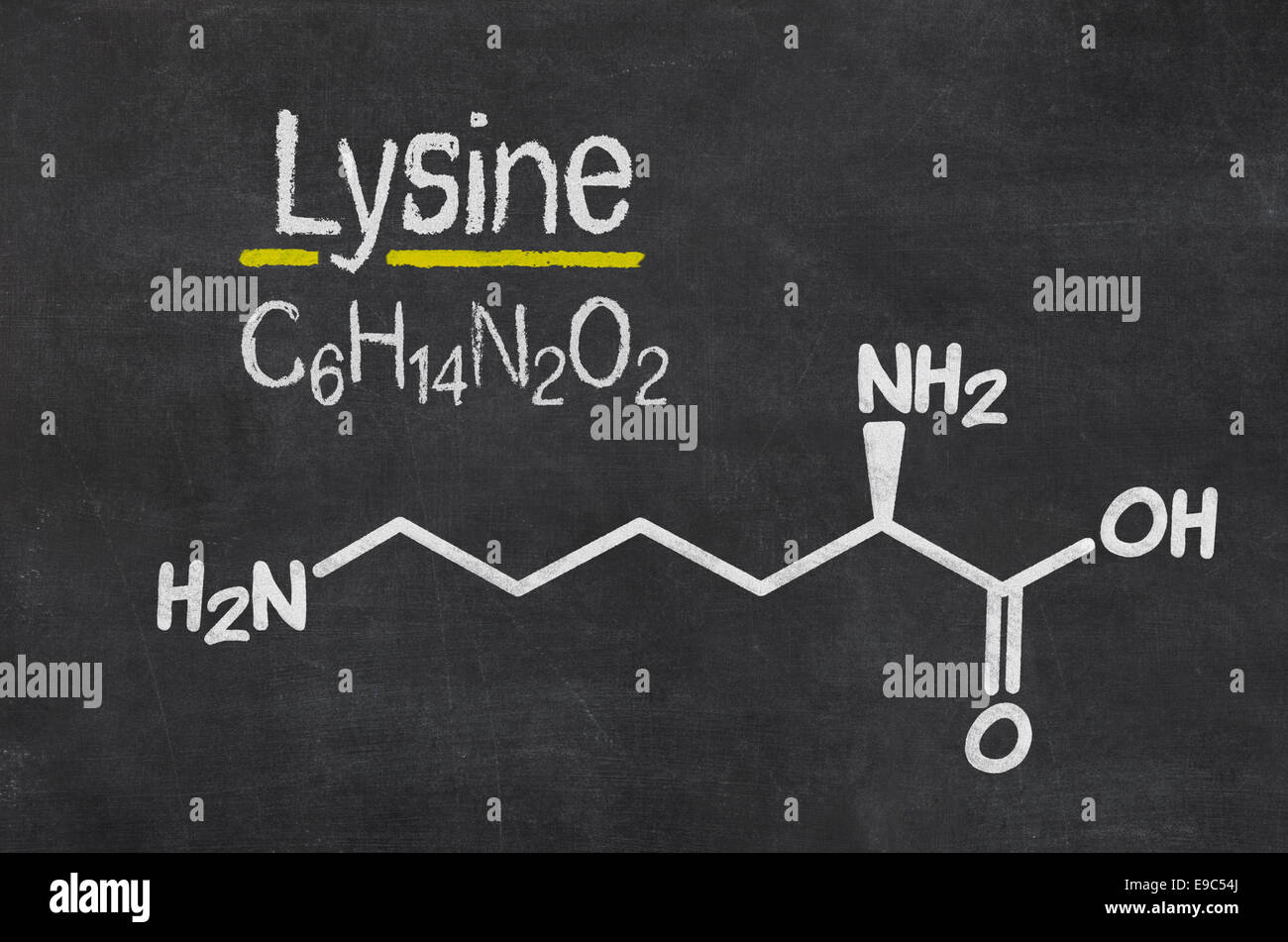 Blackboard with the chemical formula of Lysine Stock Photo - Alamy
