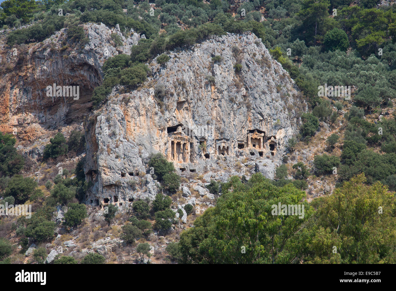 Kaunian rock tombs in Dalyan, Ortaca, Turkey Stock Photo - Alamy