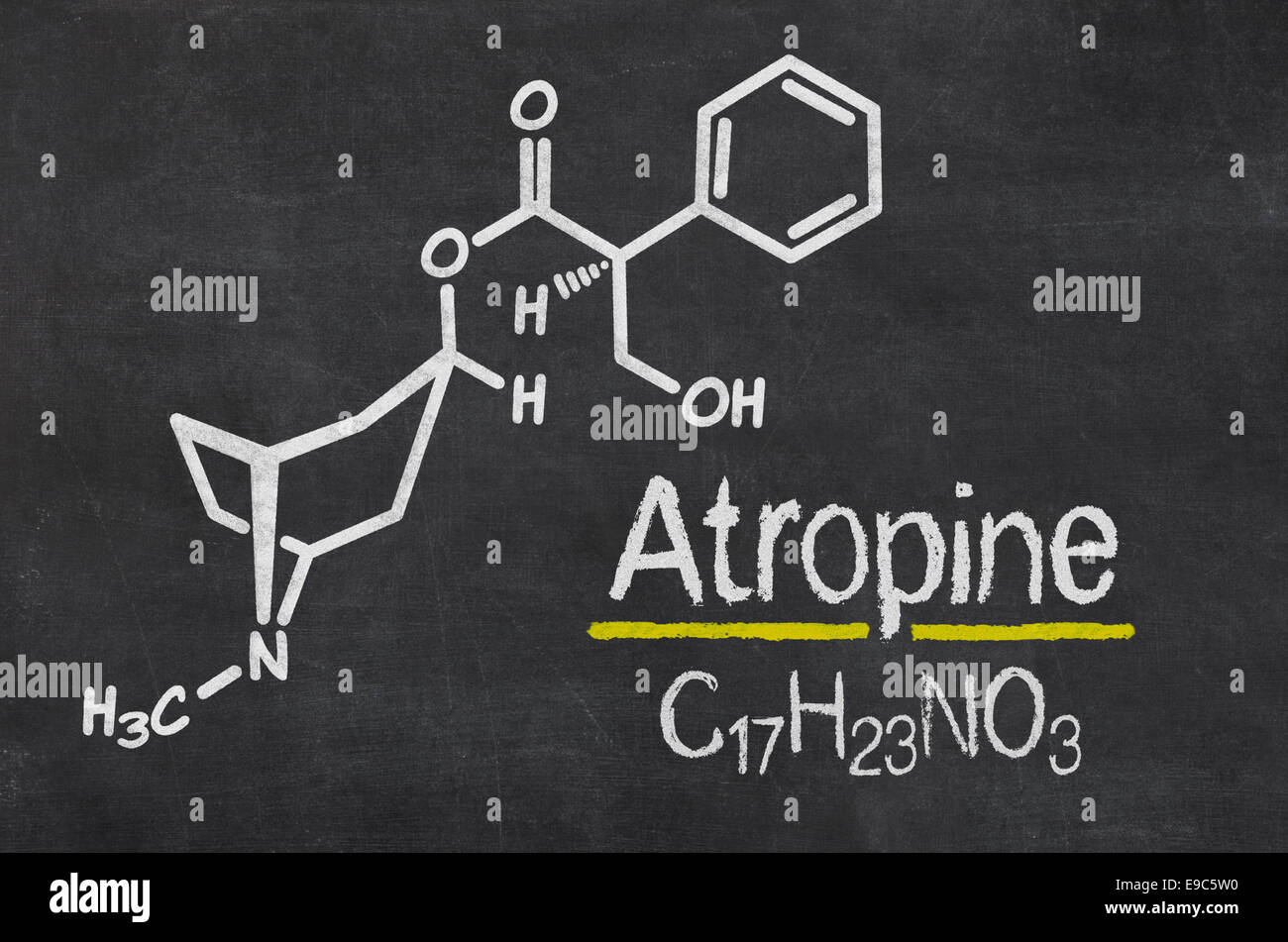 Blackboard with the chemical formula of Atropine Stock Photo - Alamy