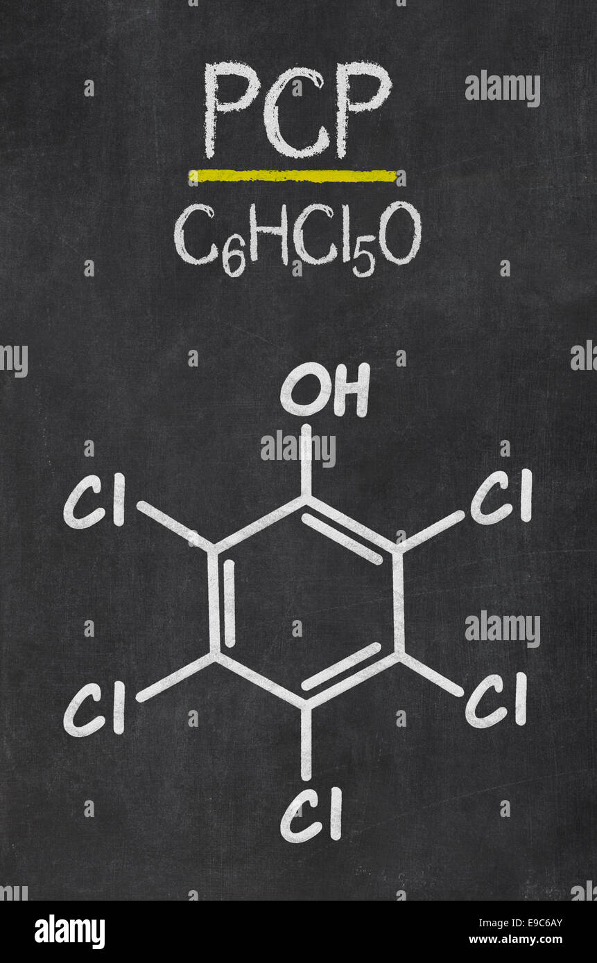 Blackboard with the chemical formula of PCP Stock Photo - Alamy