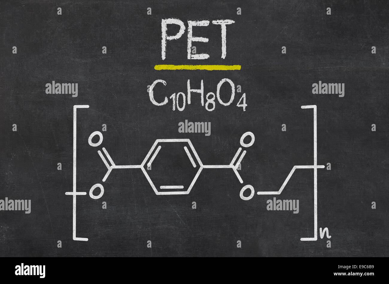 Blackboard with the chemical formula of PET Stock Photo - Alamy