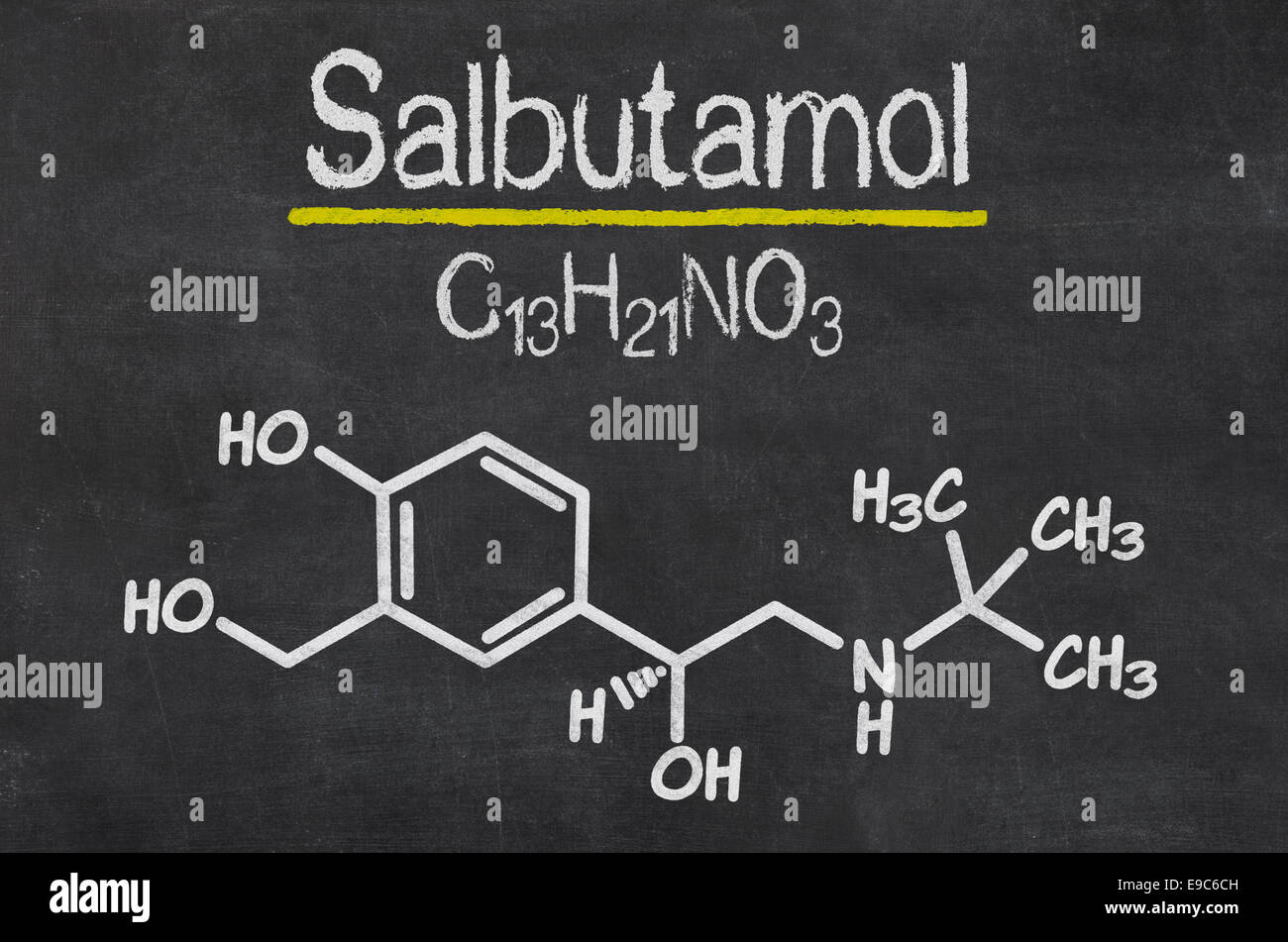 Blackboard with the chemical formula of Salbutamol Stock Photo - Alamy