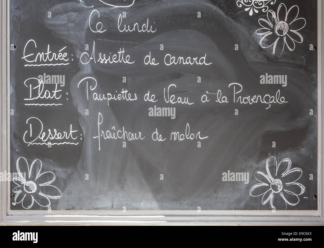 Detail of a tipical French menù in Provence - France Stock Photo - Alamy