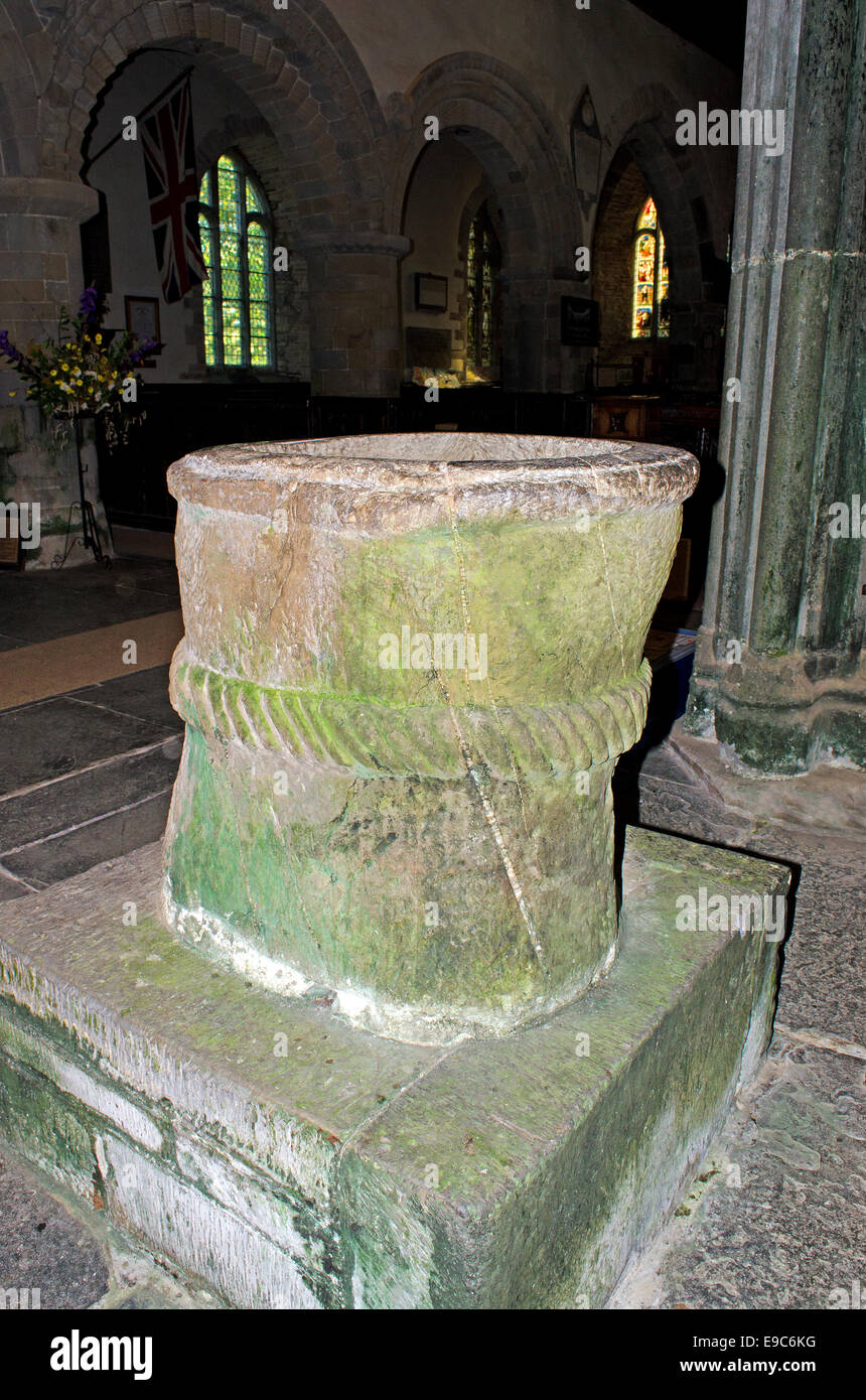 A 14th century Saxon Font in Morwenstow parish church, Cornwall, cuk ...