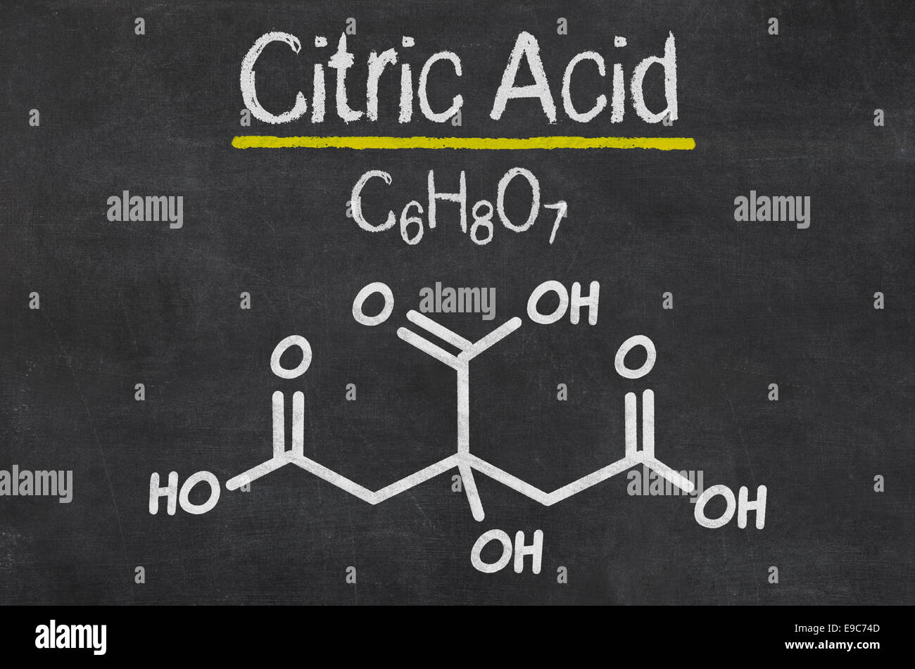 Blackboard with the chemical formula of Citric Acid Stock Photo - Alamy