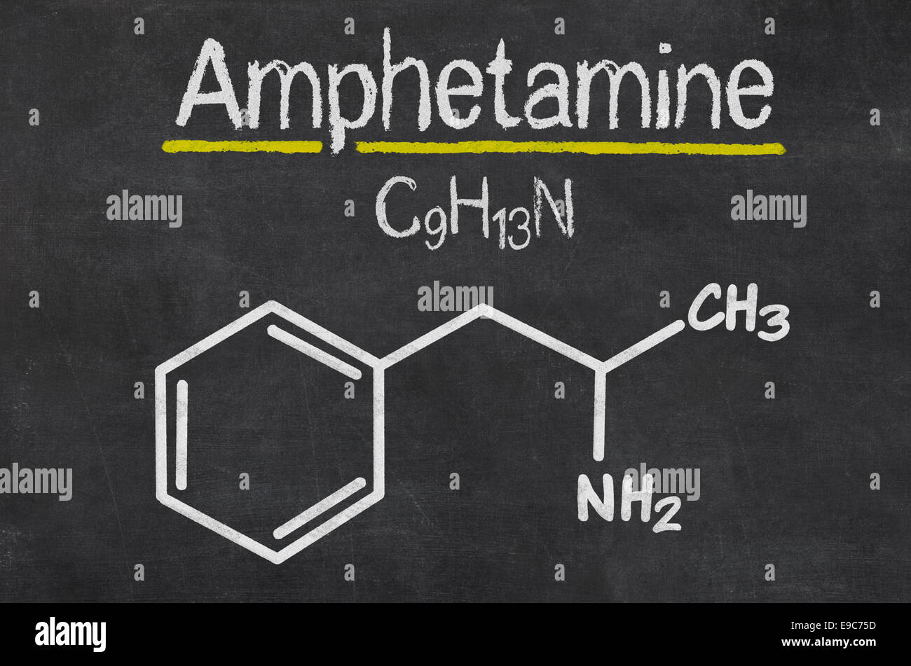 Blackboard with the chemical formula of Amphetamine Stock Photo - Alamy