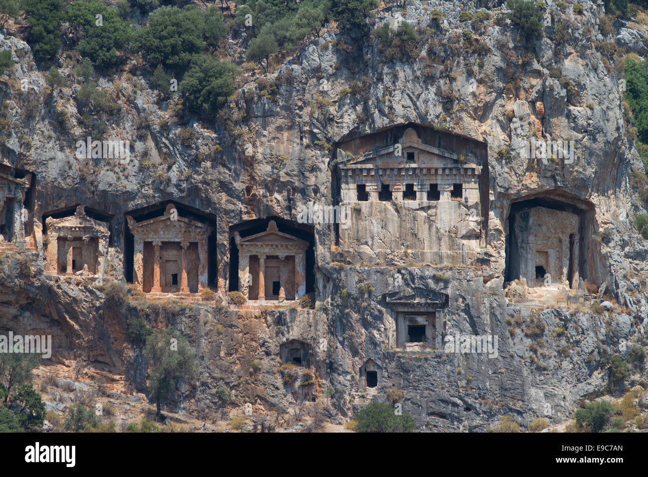 Kaunian rock tombs in Dalyan, Ortaca, Turkey Stock Photo - Alamy