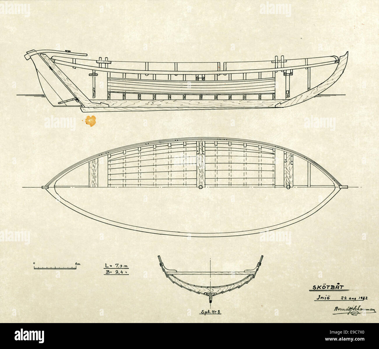 Drawing of a traditional Finnish wooden boat, part of the Swedish ...