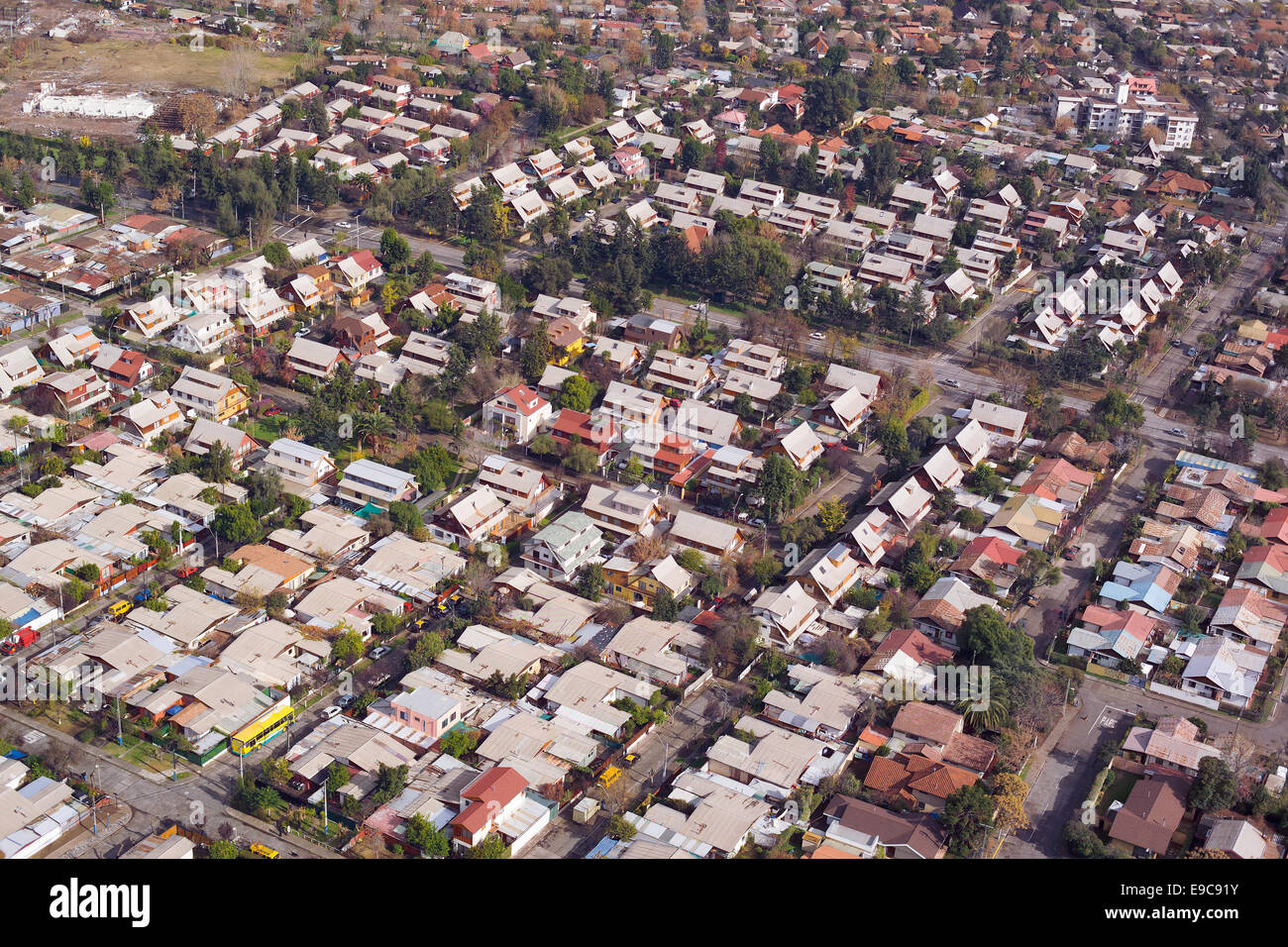 Aerial view of a middle class neighborhood in Santiago de Chile Stock ...