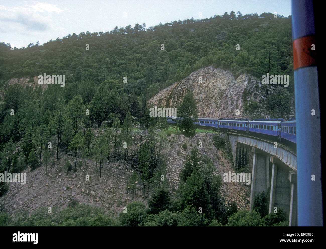 Original Ferrocarriles Nacional de Mexico train crossing a bridge ...