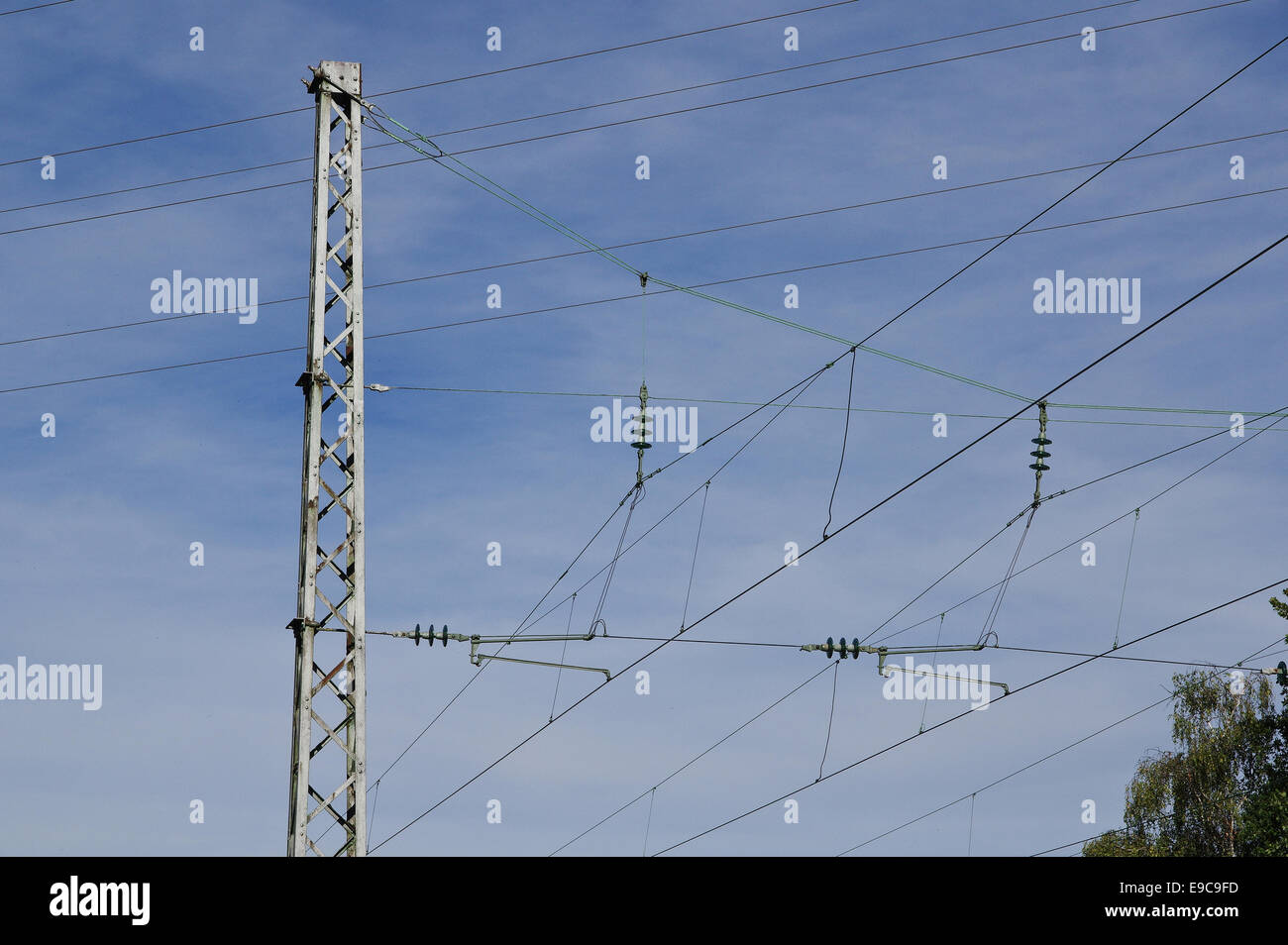 Detail of a railway power pole Stock Photo - Alamy