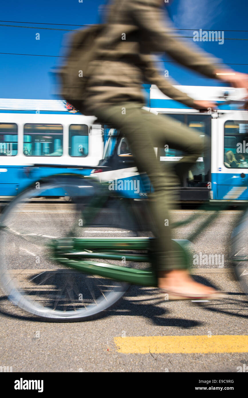 City transportation concept - commuting methods - on bike, by car, by ...
