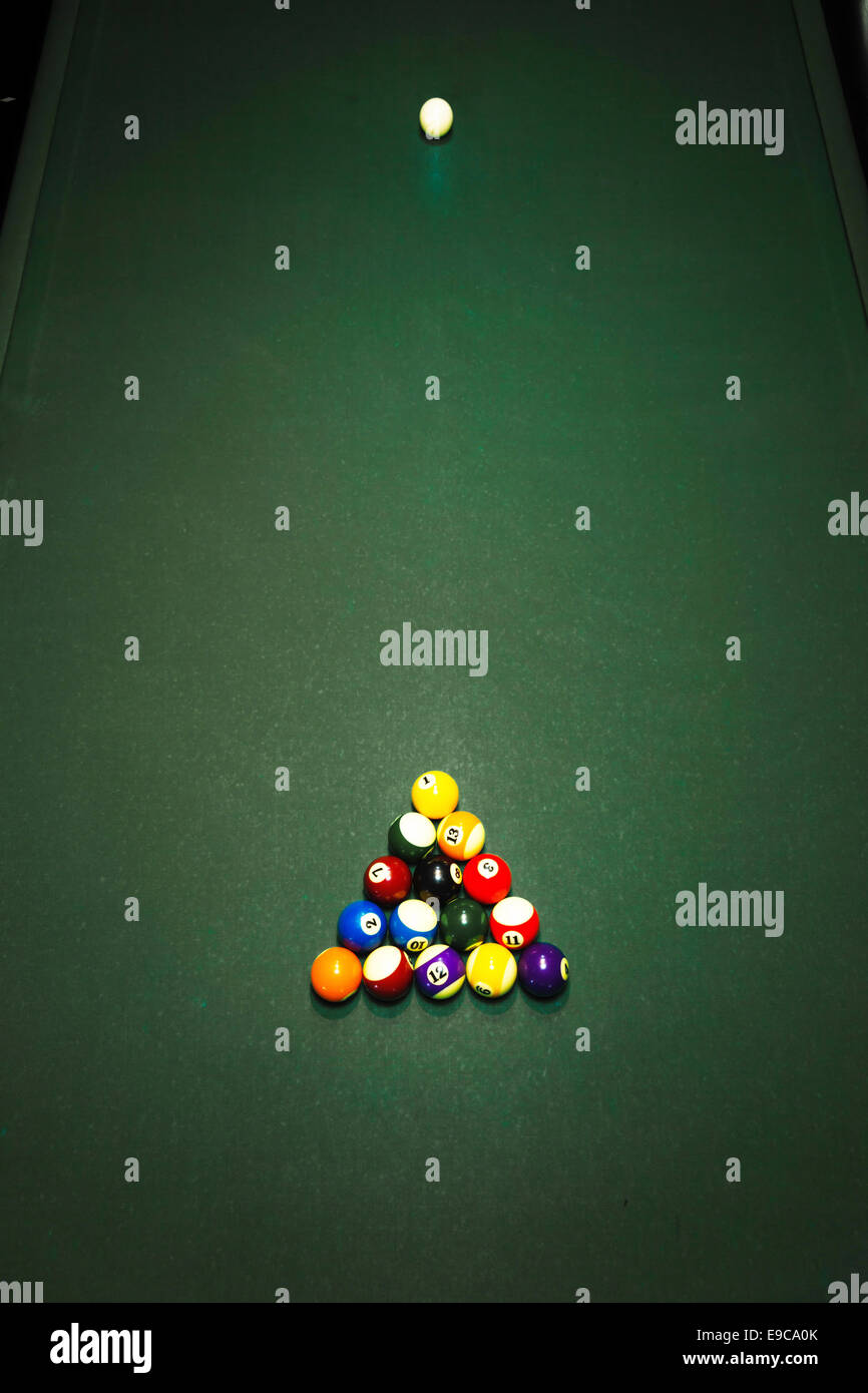 Table for billiards and ball top view Stock Photo - Alamy