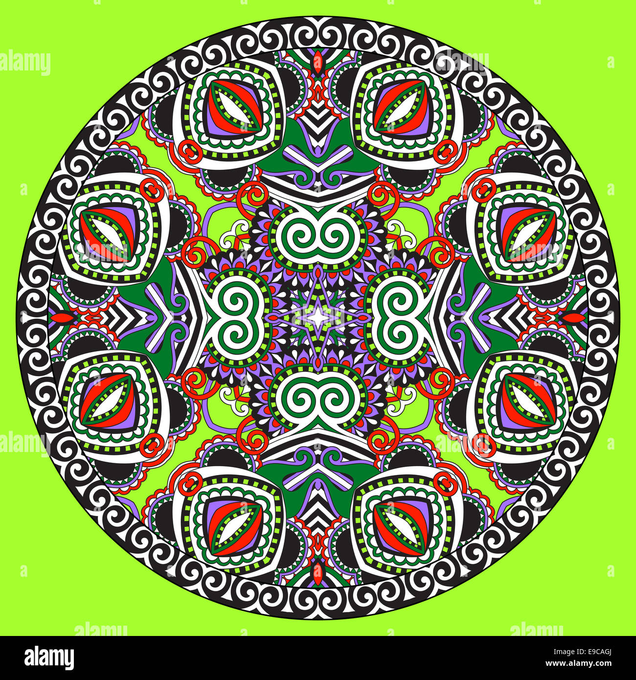 decorative design of circle dish template, round geometric patte Stock ...