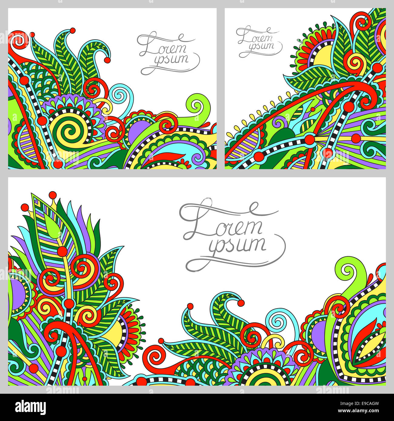 set of floral decorative background, template frame design for c Stock ...