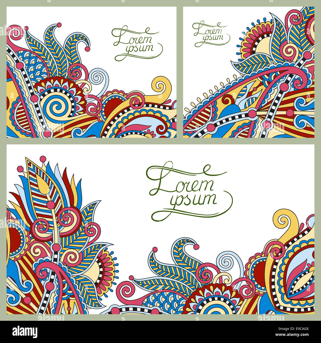 set of floral decorative background, template frame design for c Stock ...