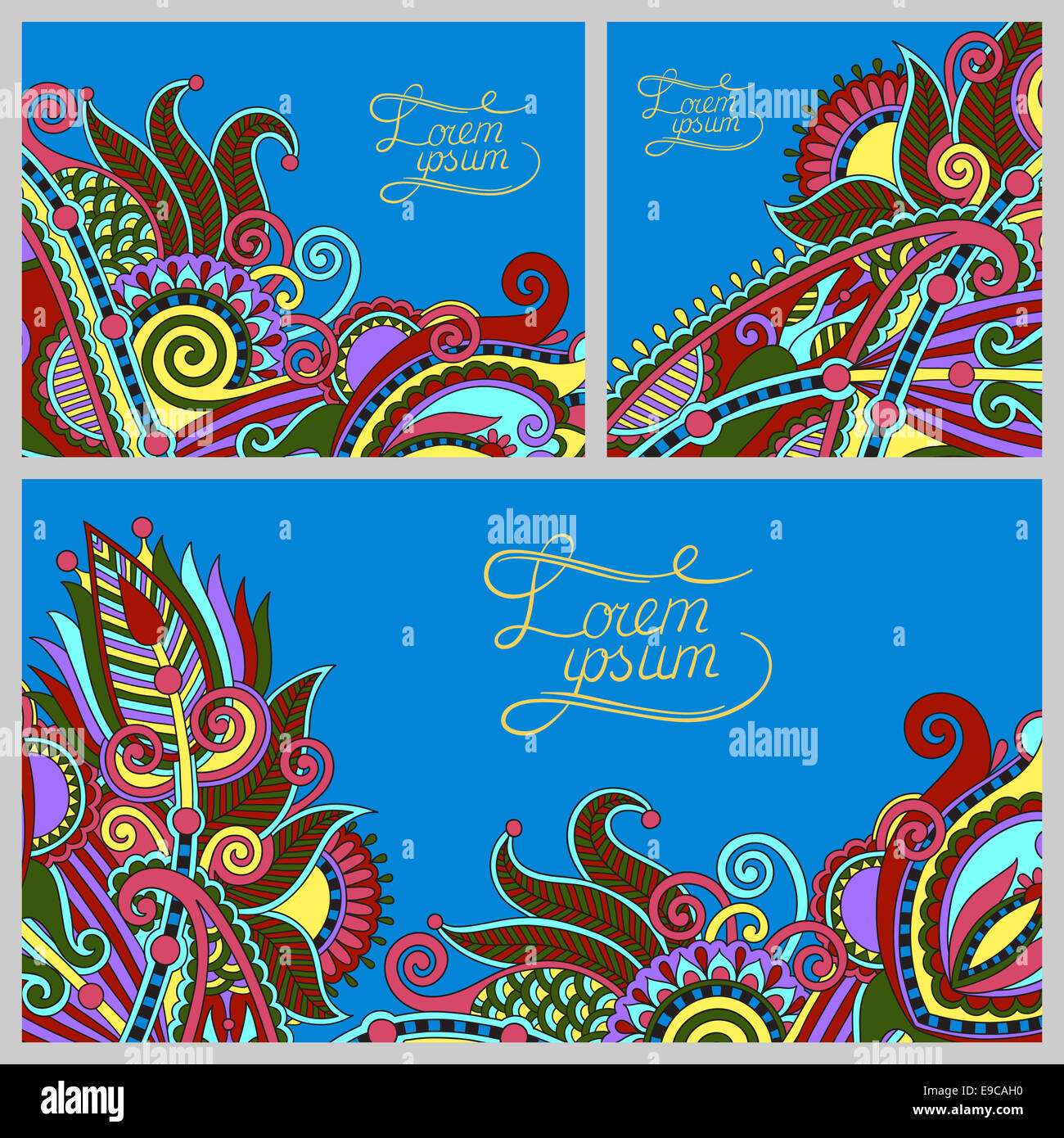 set of floral decorative background, template frame design for c Stock ...