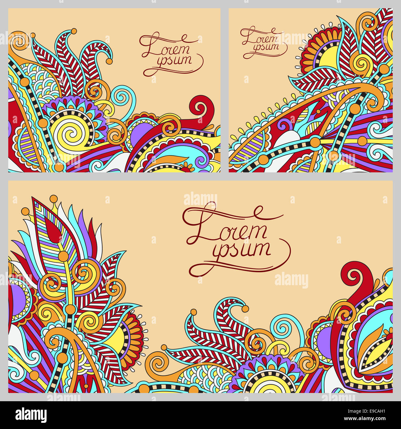 set of floral decorative background, template frame design for c Stock ...