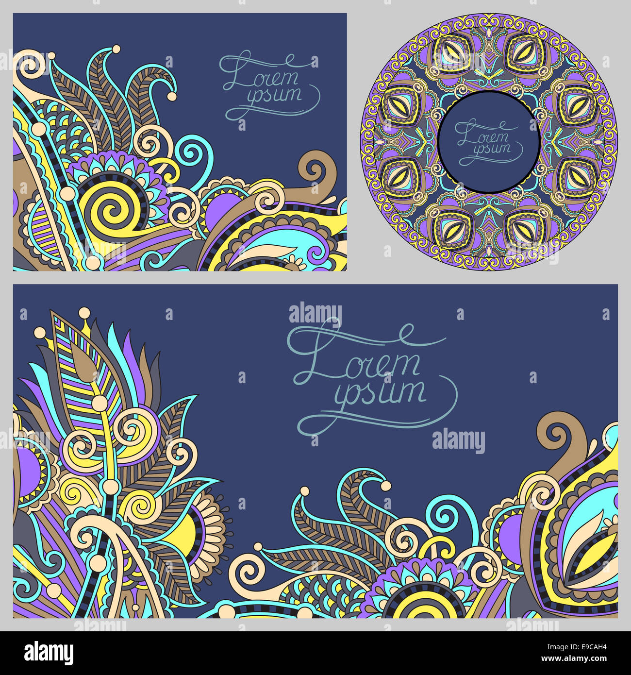 set of floral decorative background, template frame design for c Stock ...