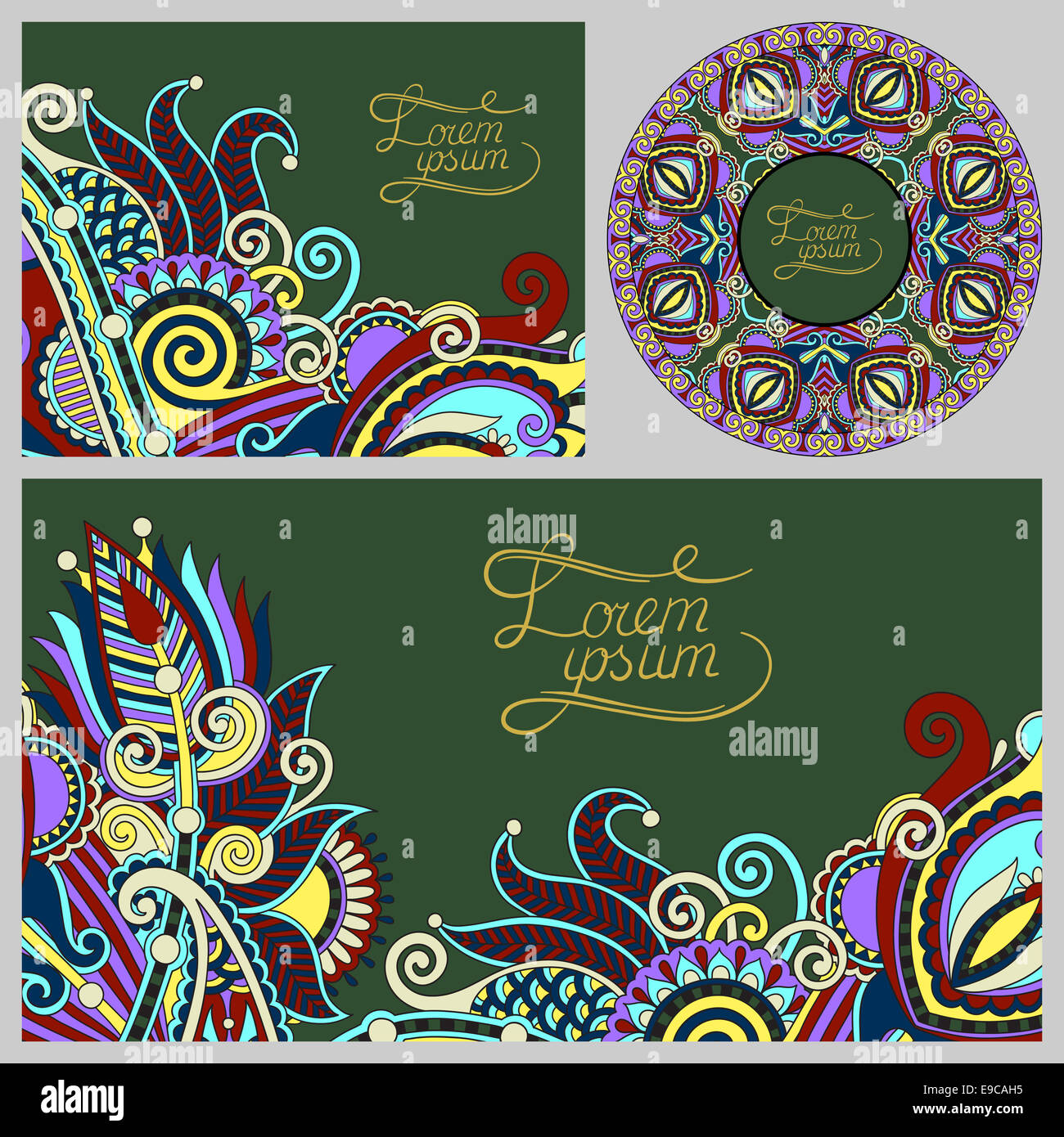 set of floral decorative background, template frame design for c Stock ...