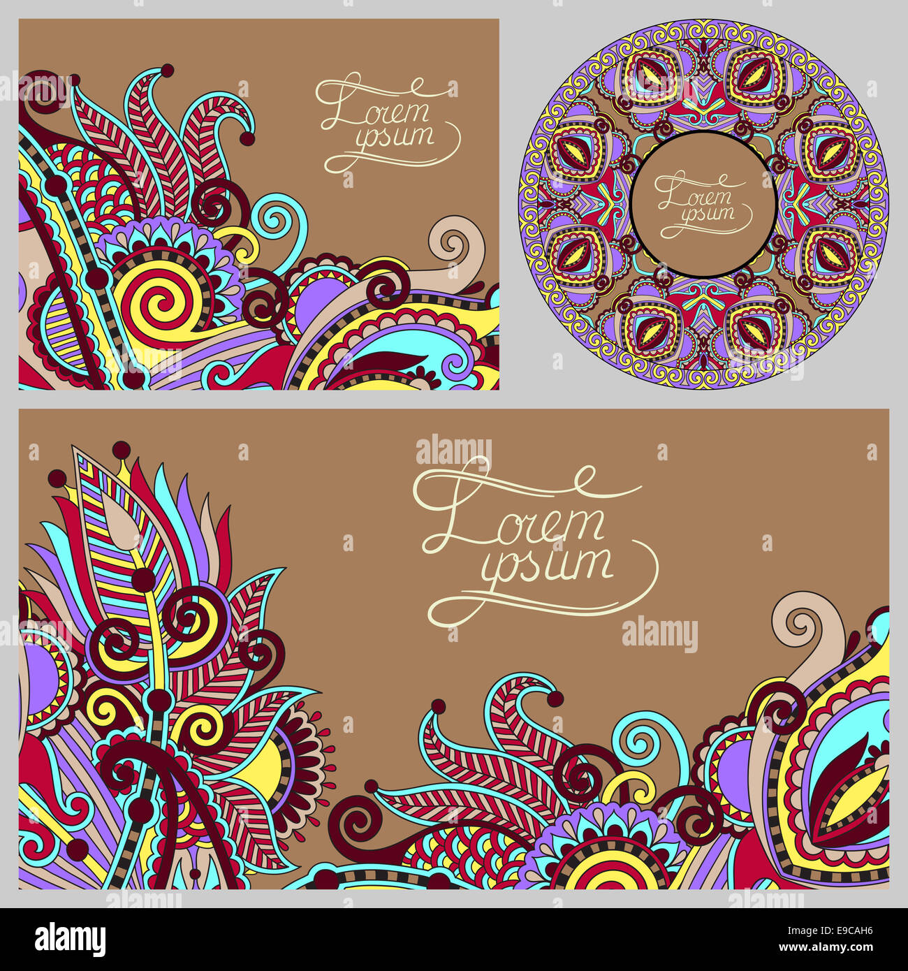 set of floral decorative background, template frame design for c Stock ...