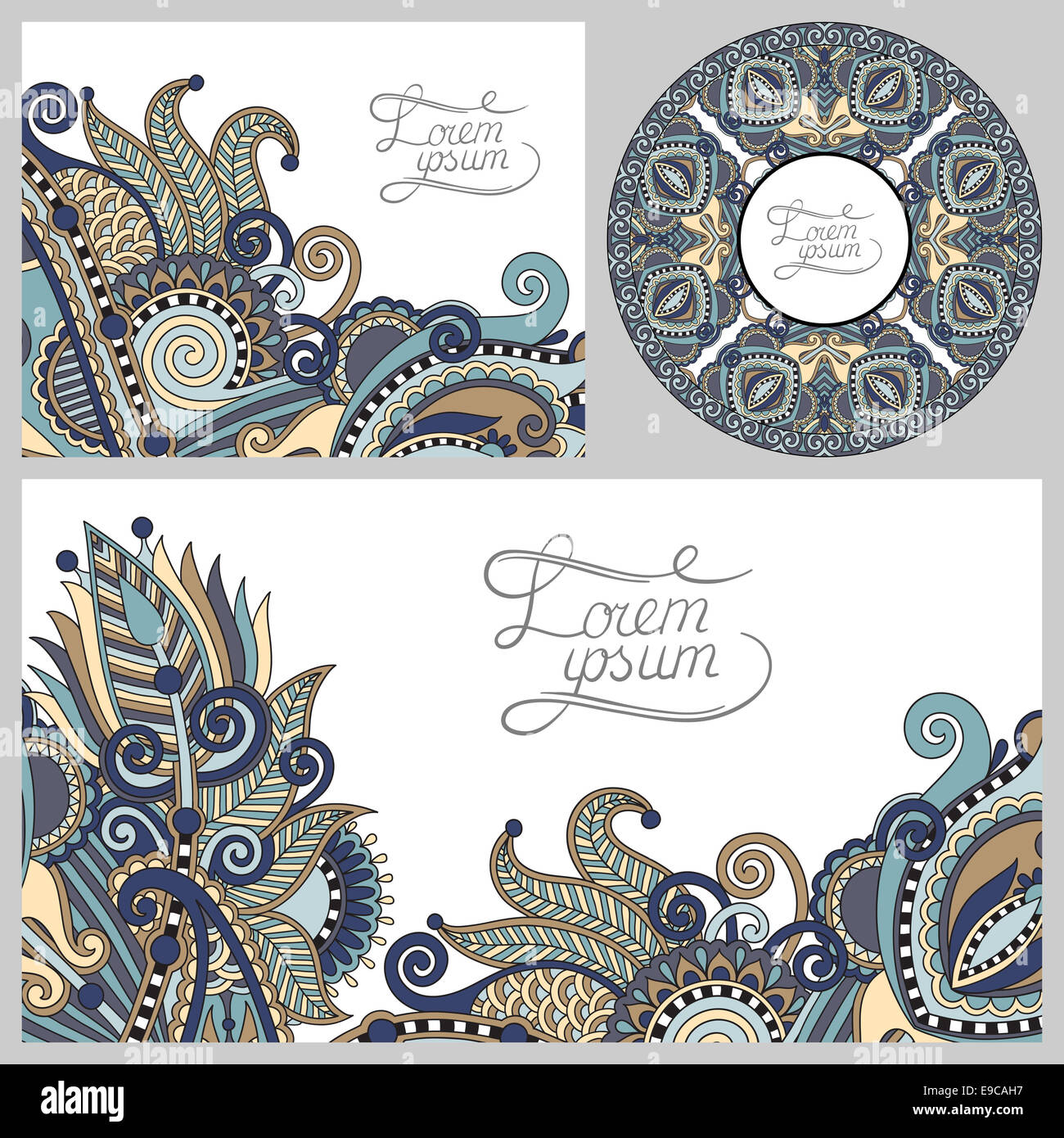 set of floral decorative background, template frame design for c Stock ...