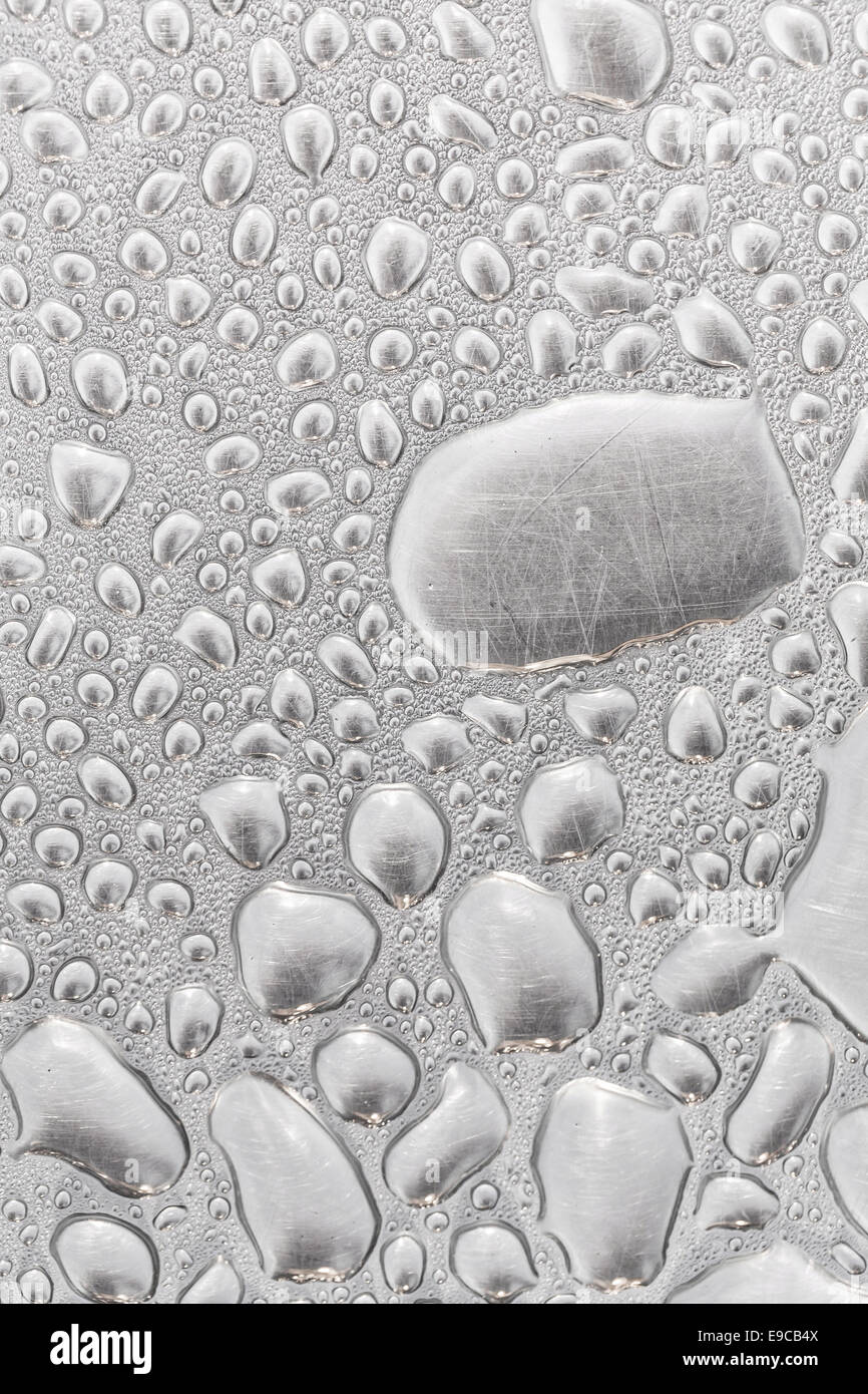Metal surface covered in water drops bottom, closeup Stock Photo - Alamy