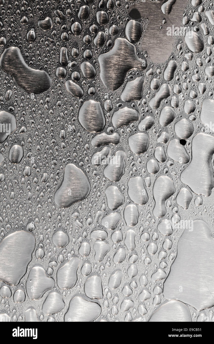 Metal surface covered in water drops bottom, closeup Stock Photo - Alamy
