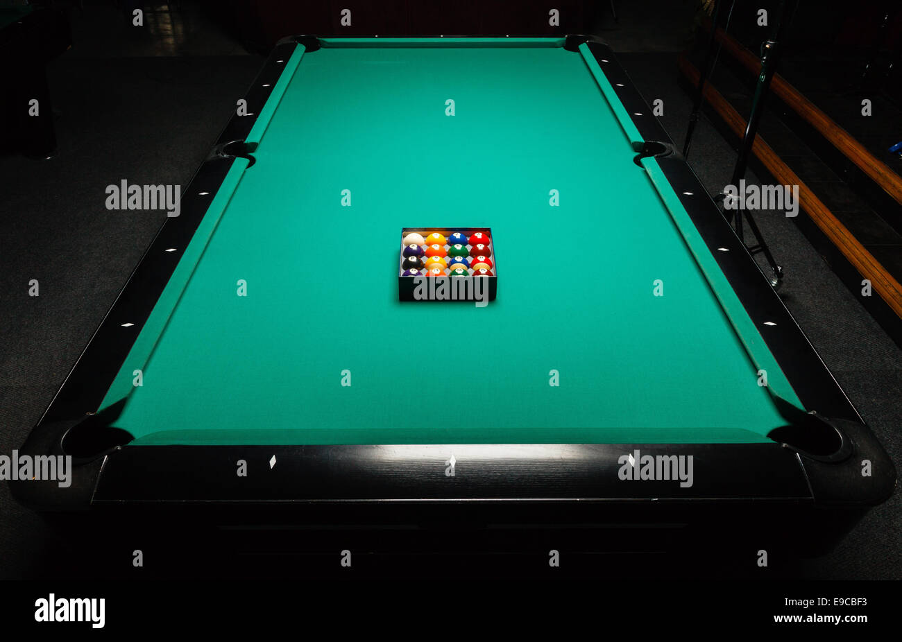 Table for billiards and ball top view Stock Photo - Alamy