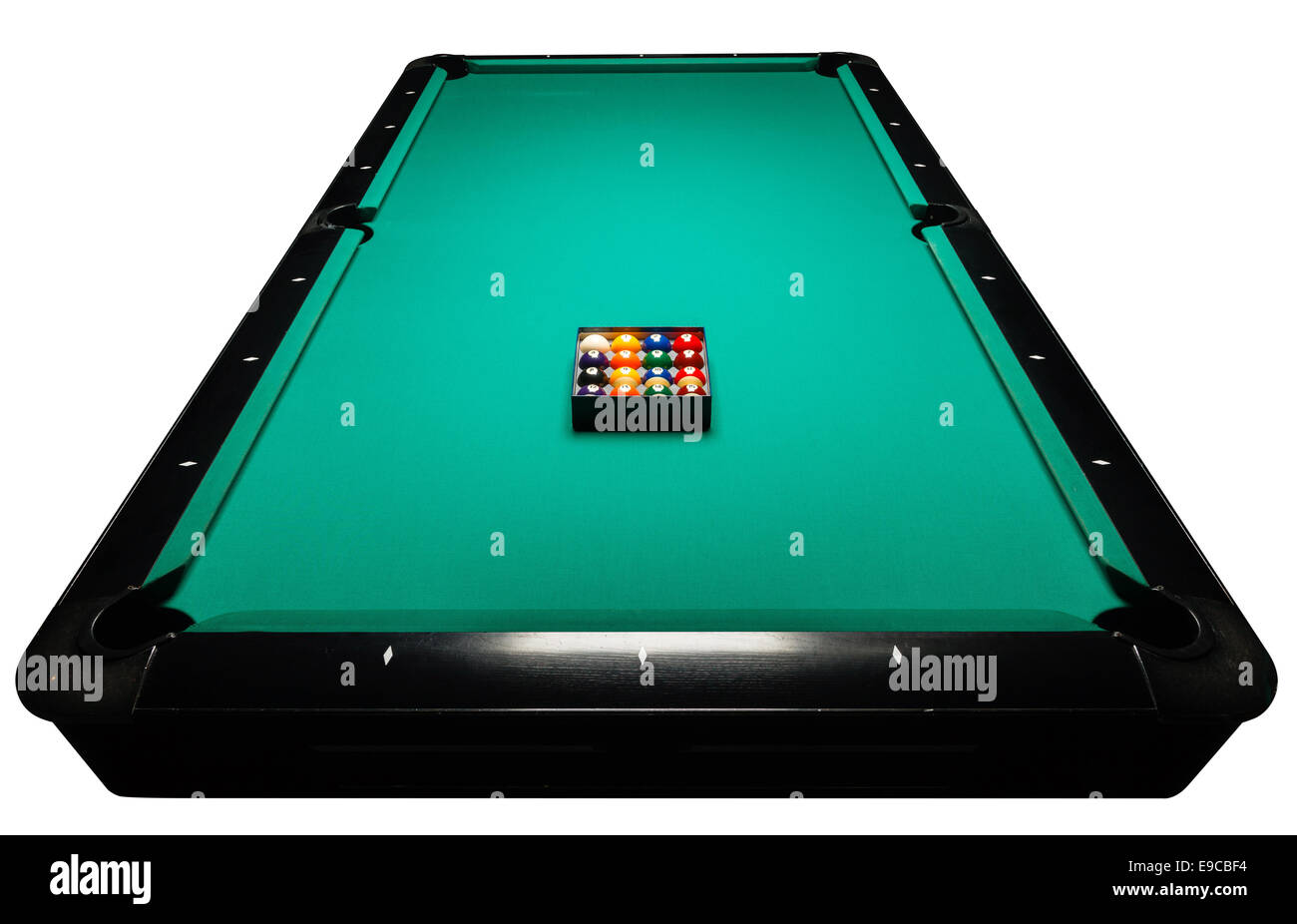 Table for billiards and ball top view. Isolated white. Clipping path ...