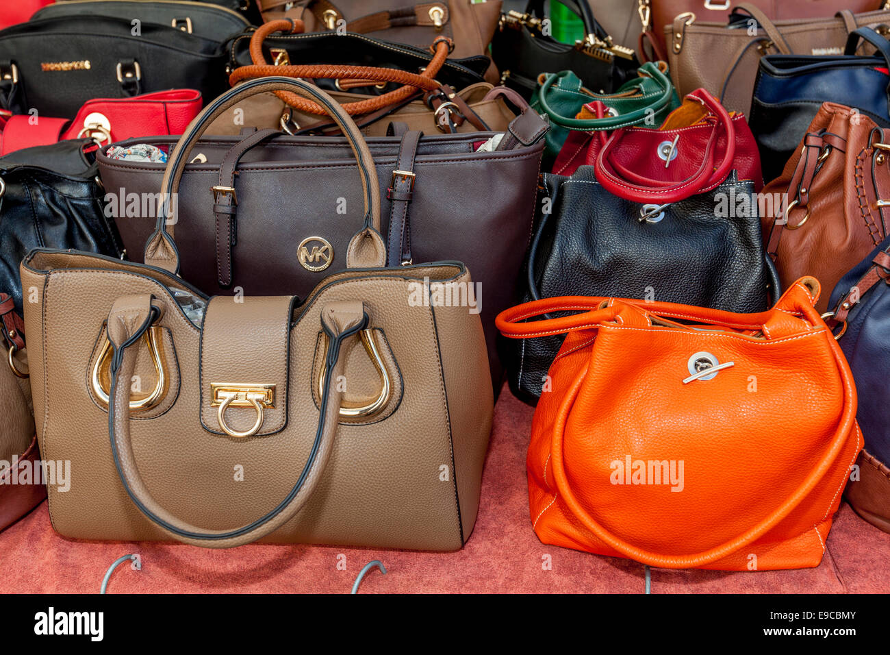 Leather Handbags For Sale At The Thursday Market In Inca, Mallorca ...
