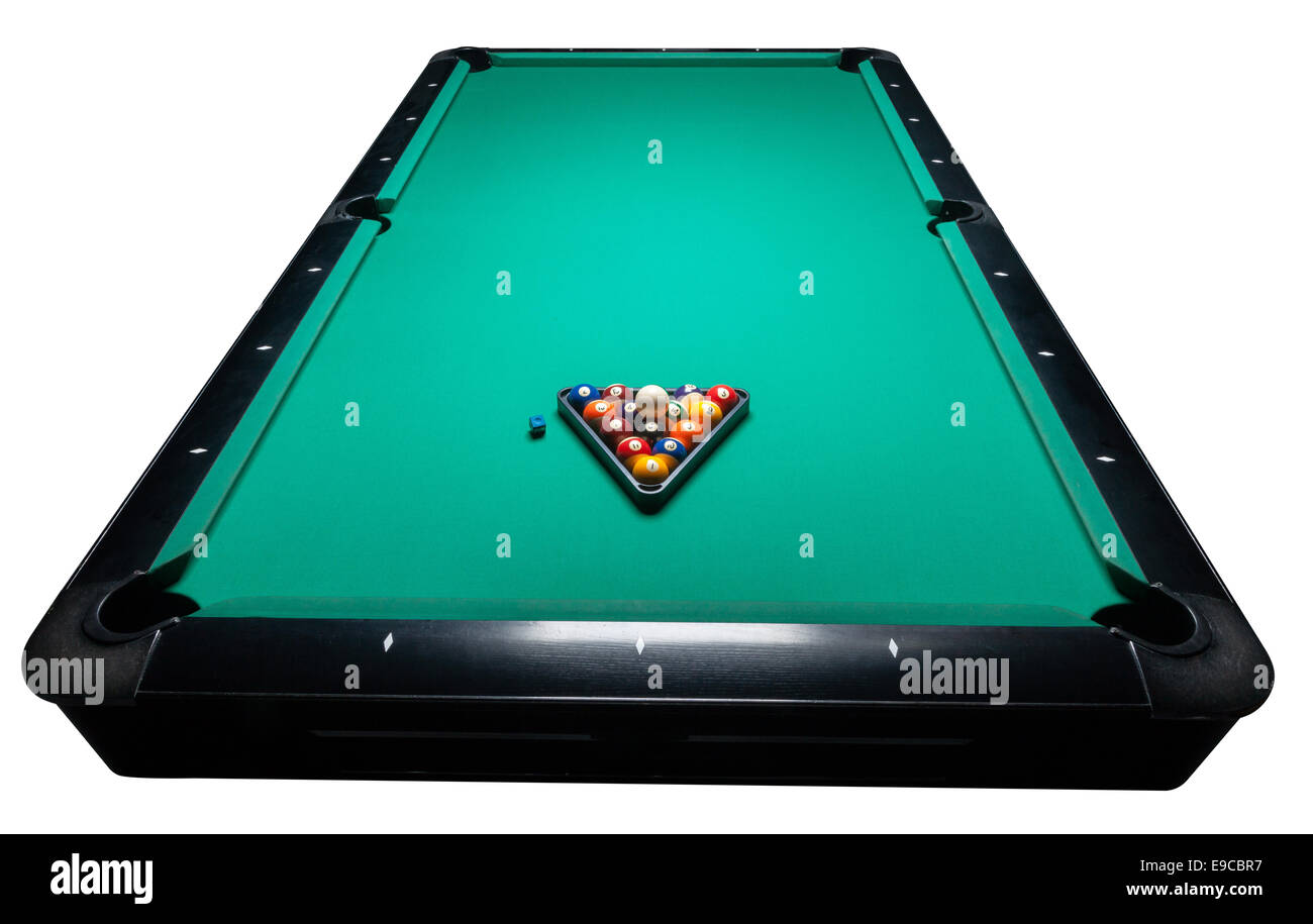 Table for billiards and ball top view. Isolated white. Clipping path ...