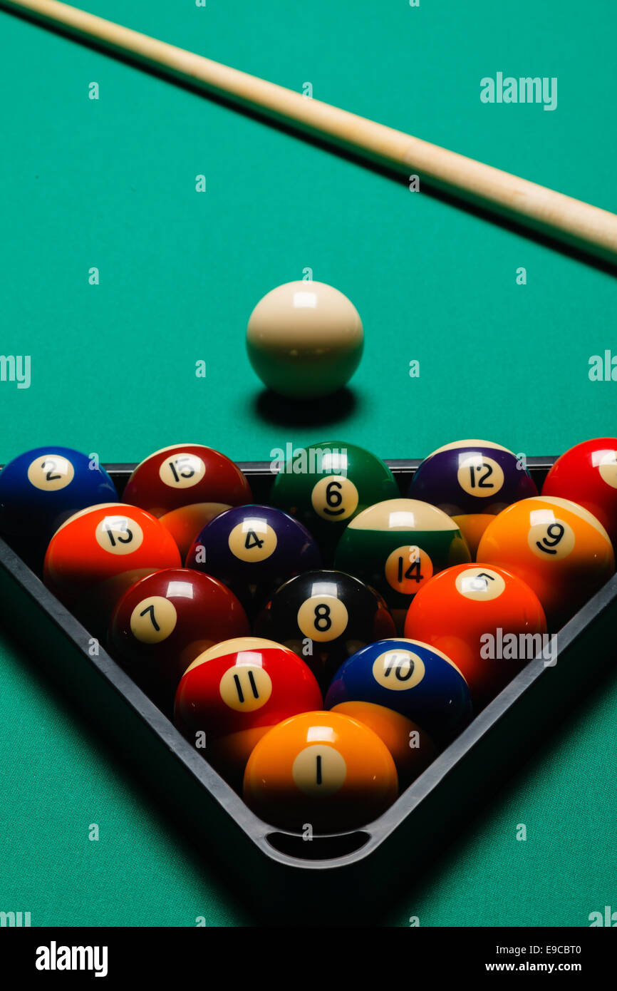 Billiard balls in a pool table Stock Photo - Alamy