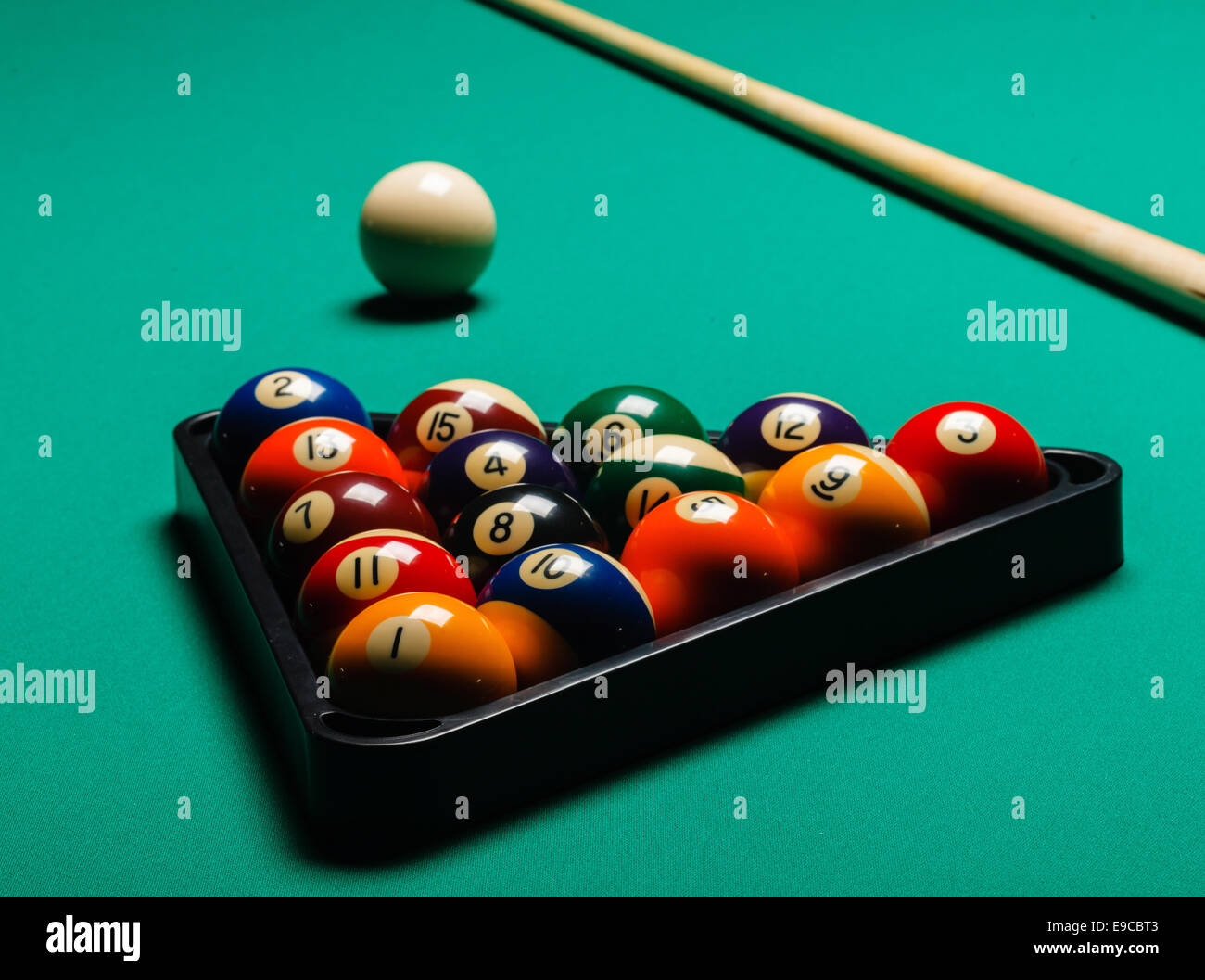 Billiard balls in a pool table Stock Photo - Alamy